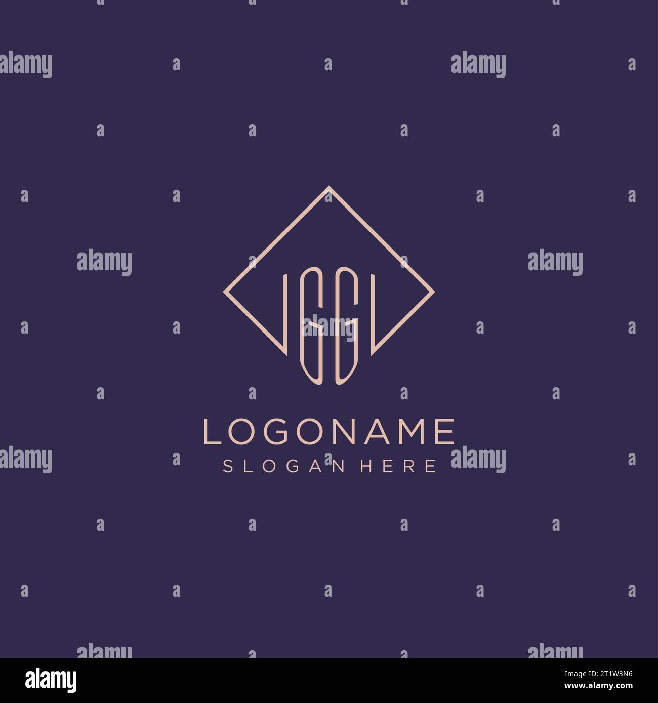 Initials GG logo monogram with rectangle style design vector graphic ...
