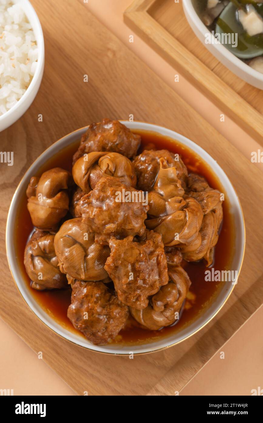 Braised Pork Ball in Brown Sauce with rice,Lion's Head Meatballs Stock ...