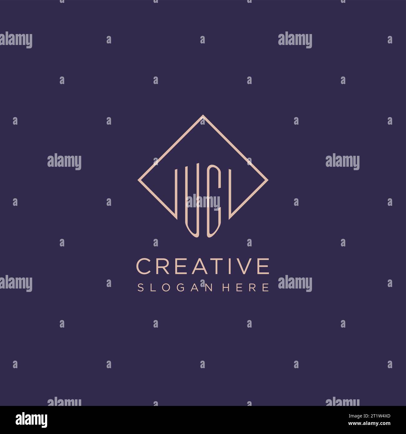 Initials UC logo monogram with rectangle style design vector graphic ...