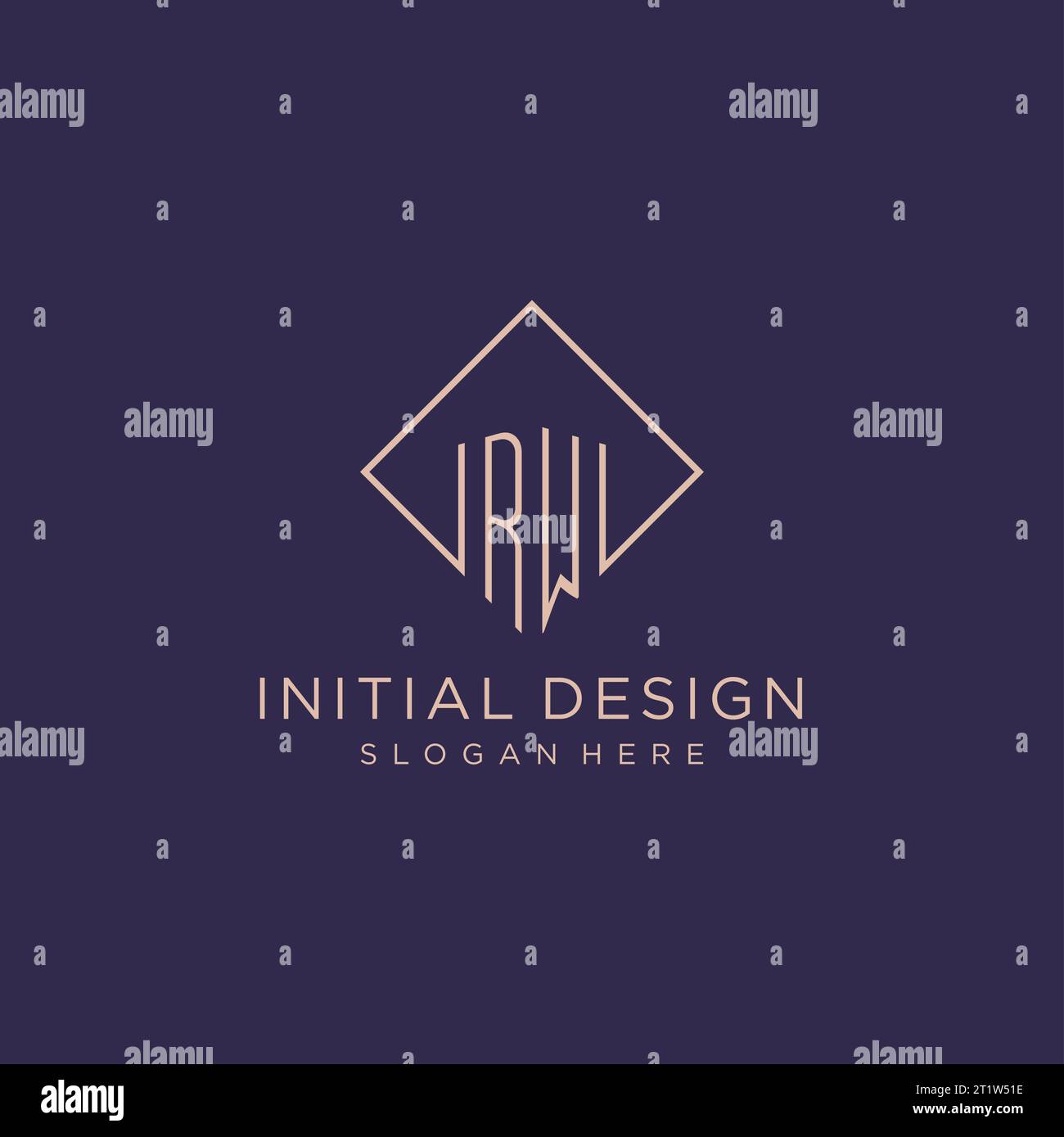 Initials RW logo monogram with rectangle style design vector graphic ...