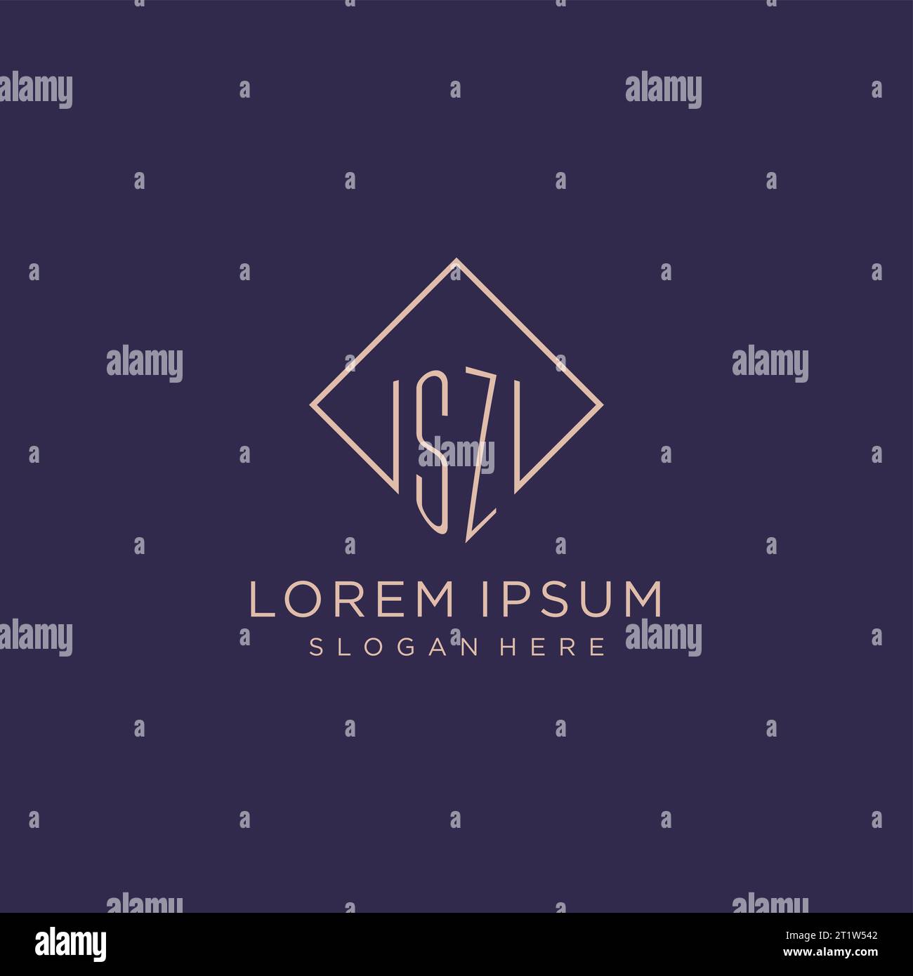 Initials SZ logo monogram with rectangle style design vector graphic ...