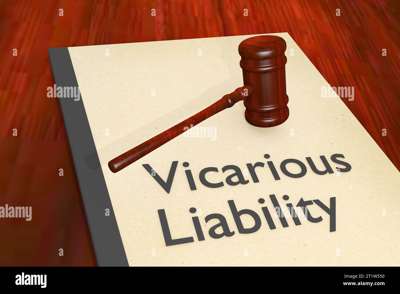 3D illustration of a judge gavel on legal booklet, titled as Vicarious ...