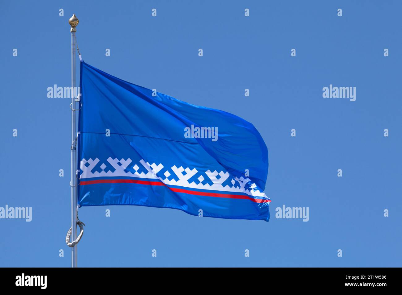 Flag of Yamalo-Nenets Autonomous Okrug waving atop of its pole Stock ...