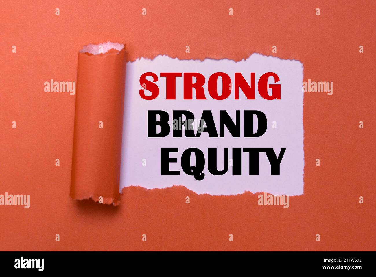 Strong Brand Equity Symbol on Torn Red Paper. Business Marketing and ...
