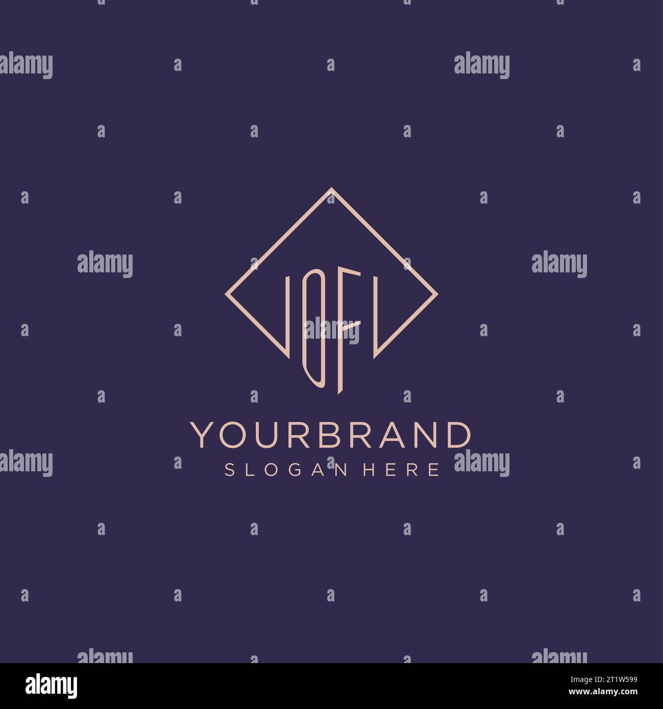 Initials OF logo monogram with rectangle style design vector graphic ...