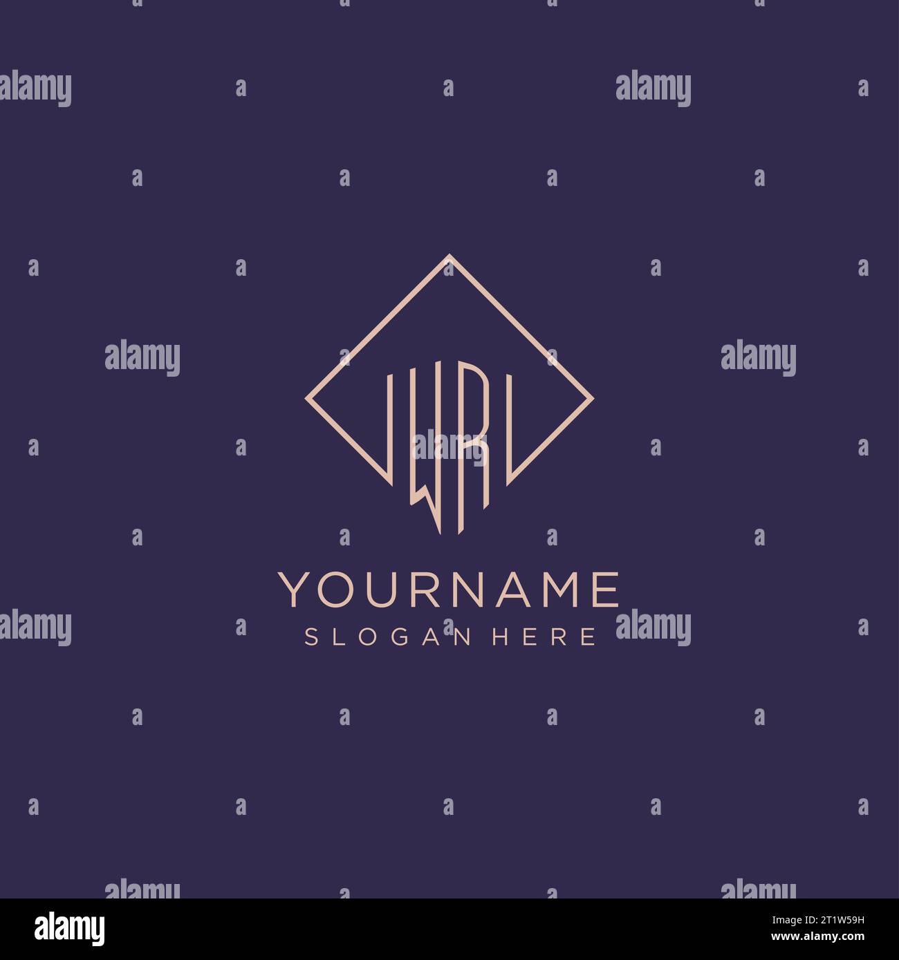 Initials WR logo monogram with rectangle style design vector graphic ...