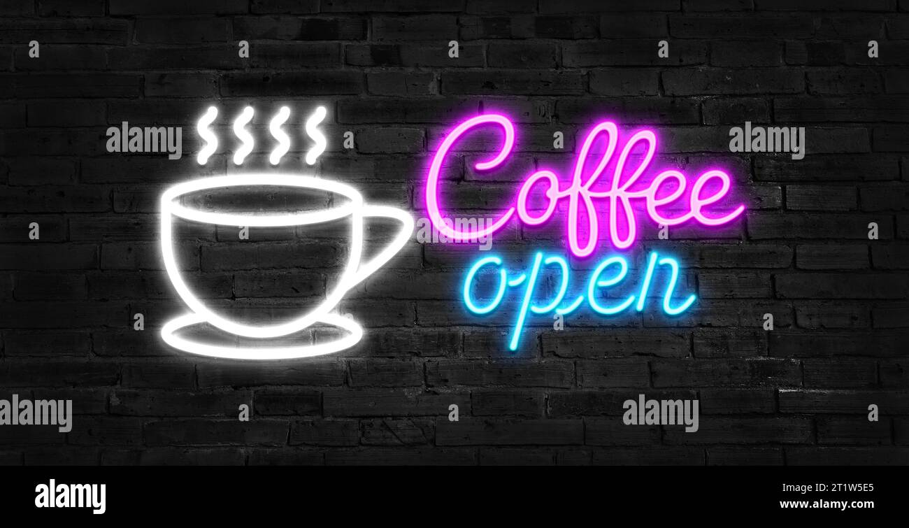 Coffee Time Neon Signs Vector Design Template Stock Photo - Alamy