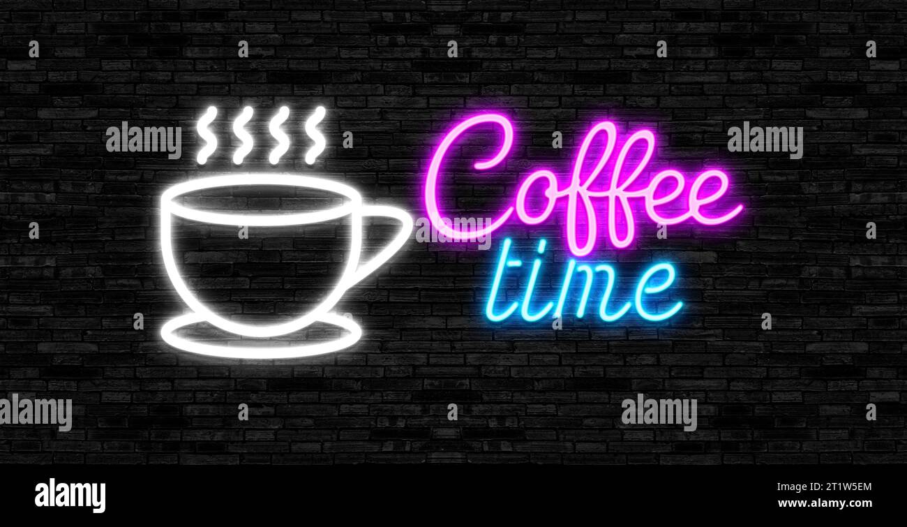 Coffee Time Neon Signs Vector Design Template Stock Photo - Alamy