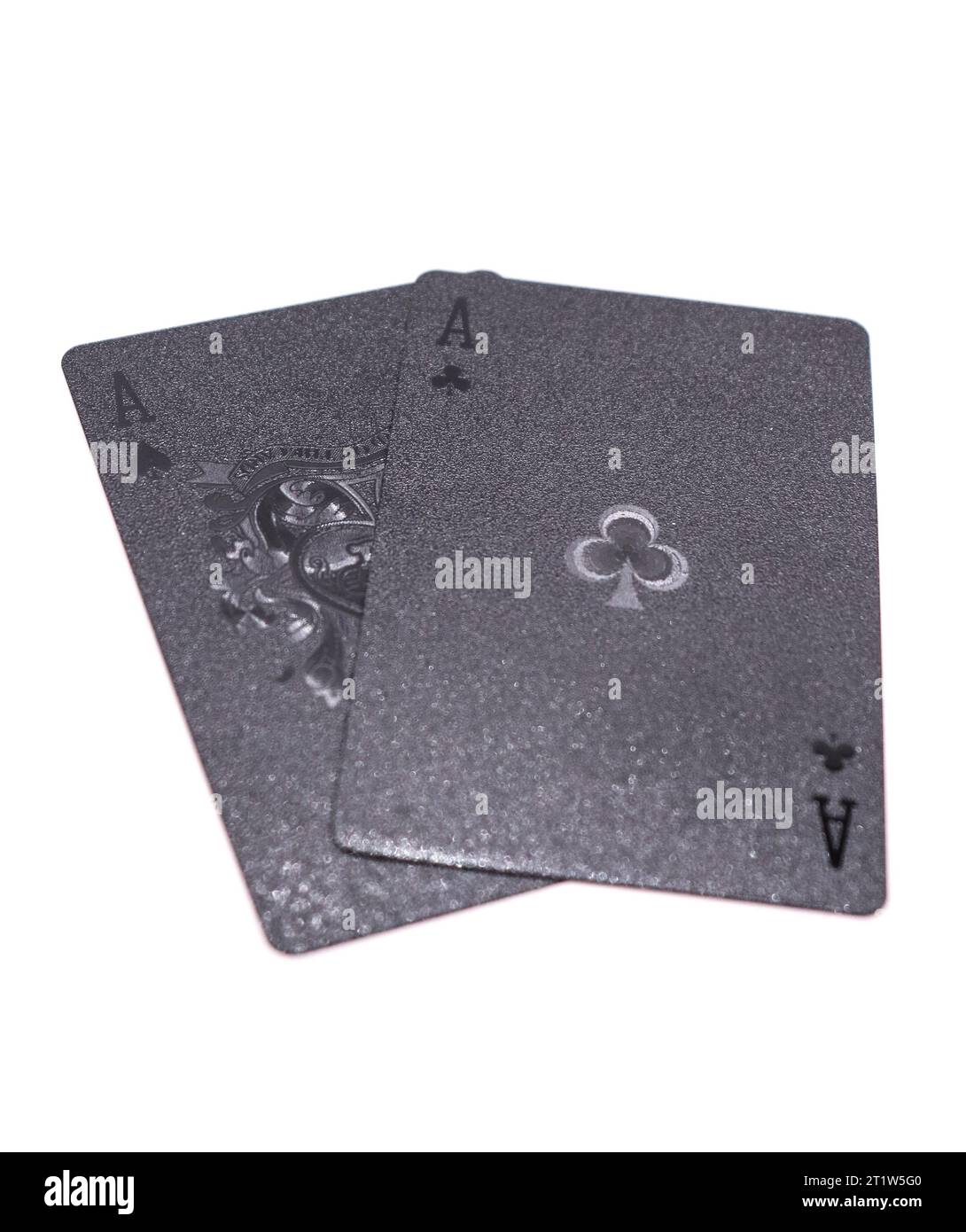 View of waterproof poker cards showing two aces Stock Photo - Alamy