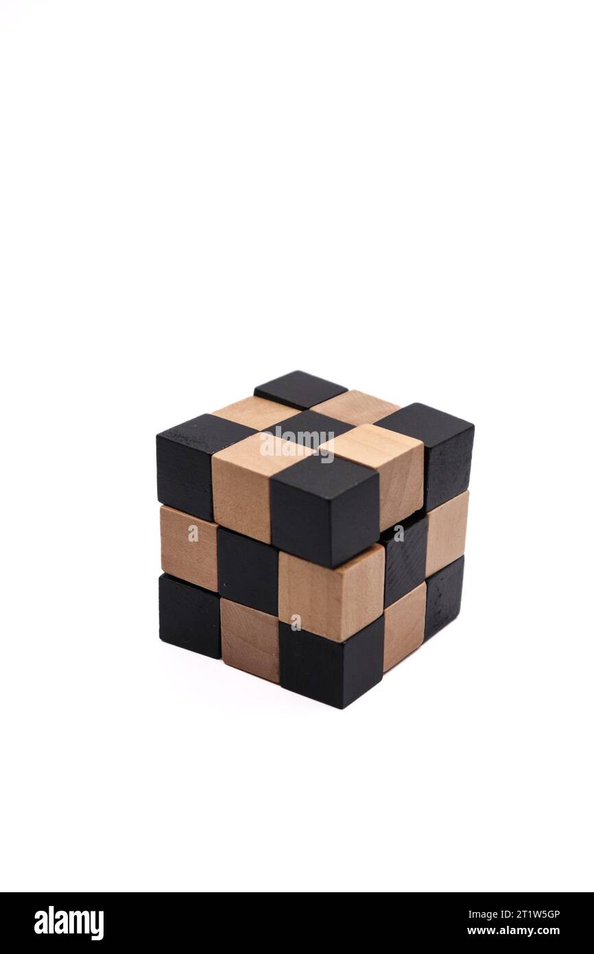 A brain game cube completed on white background Stock Photo - Alamy