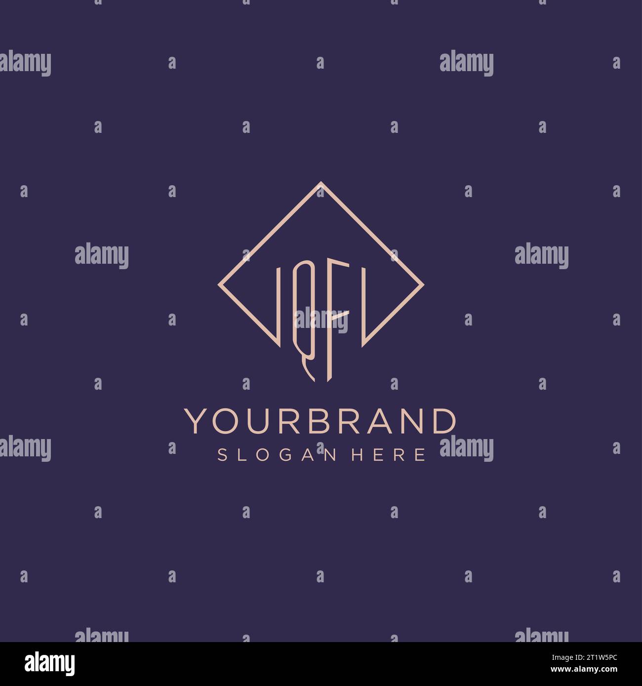 Initials QF logo monogram with rectangle style design vector graphic ...
