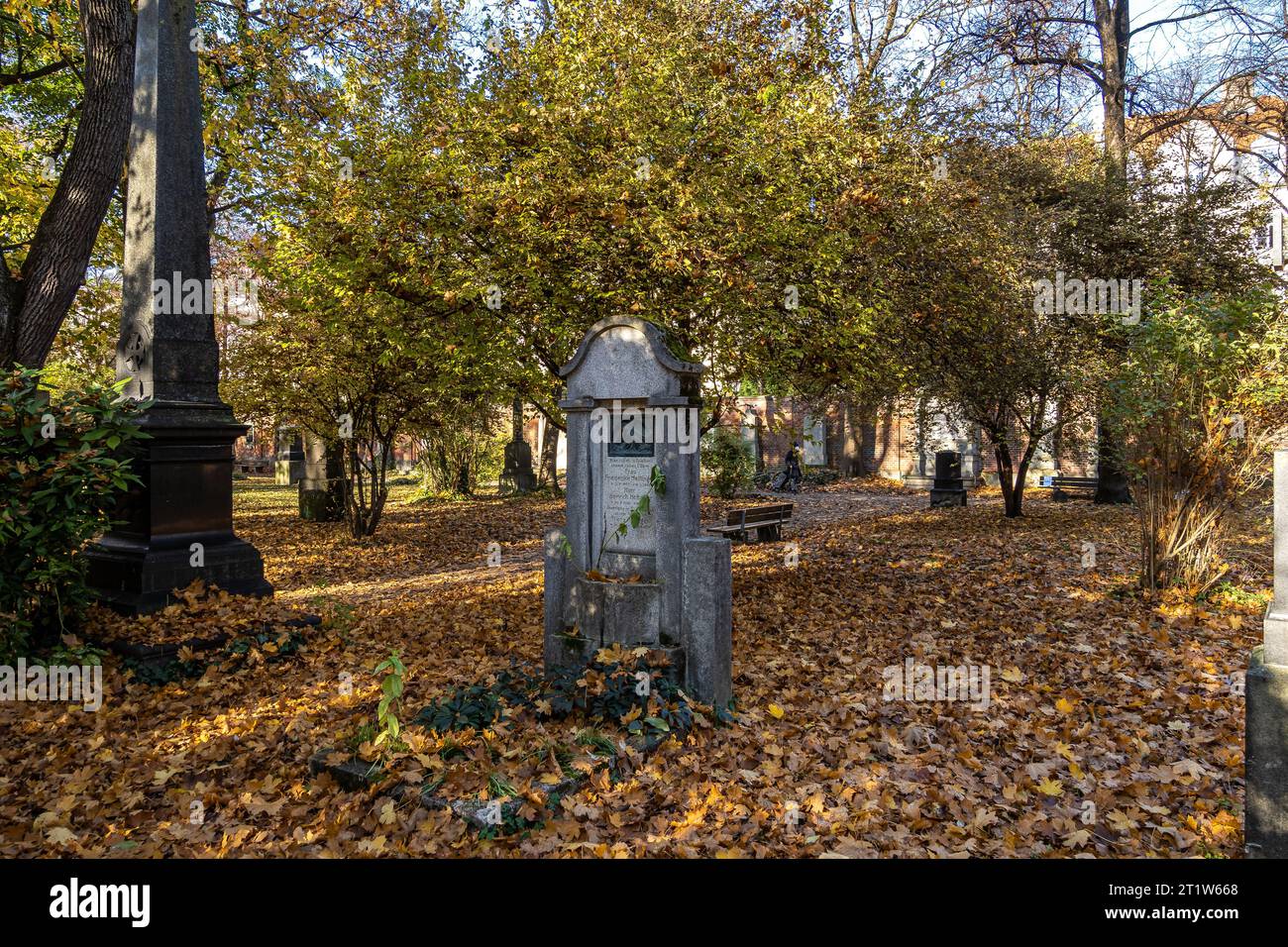 View of famous Old North Cemetery of Munich, Germany with historic ...