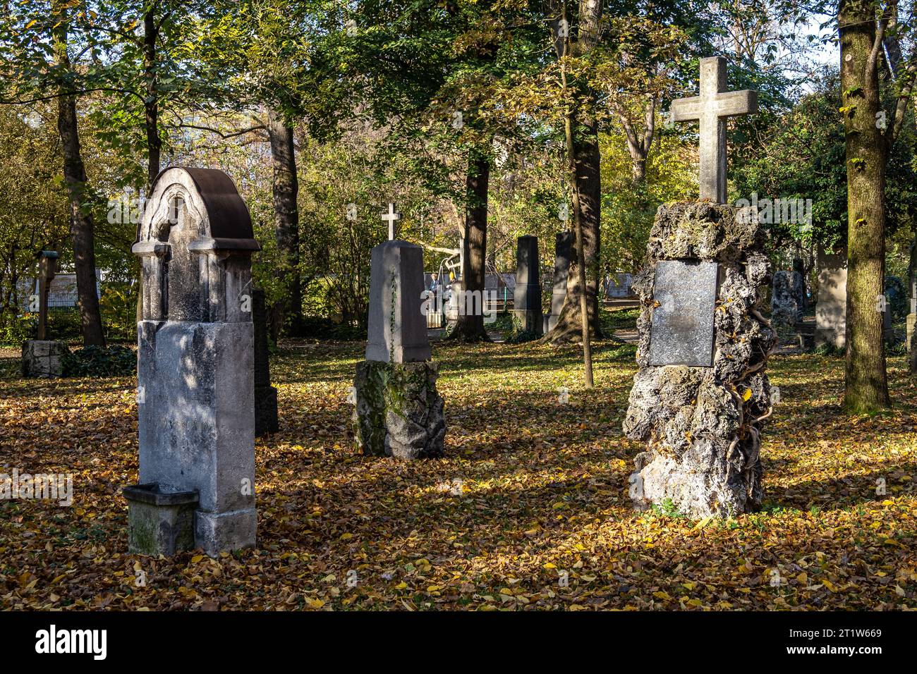 View of famous Old North Cemetery of Munich, Germany with historic ...