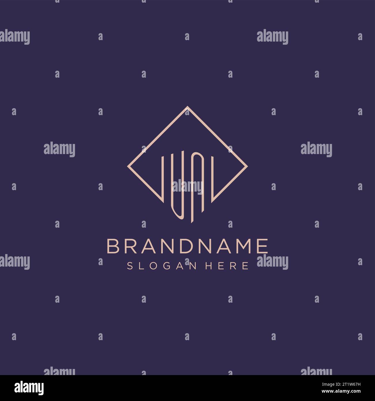 Initials UN logo monogram with rectangle style design vector graphic ...