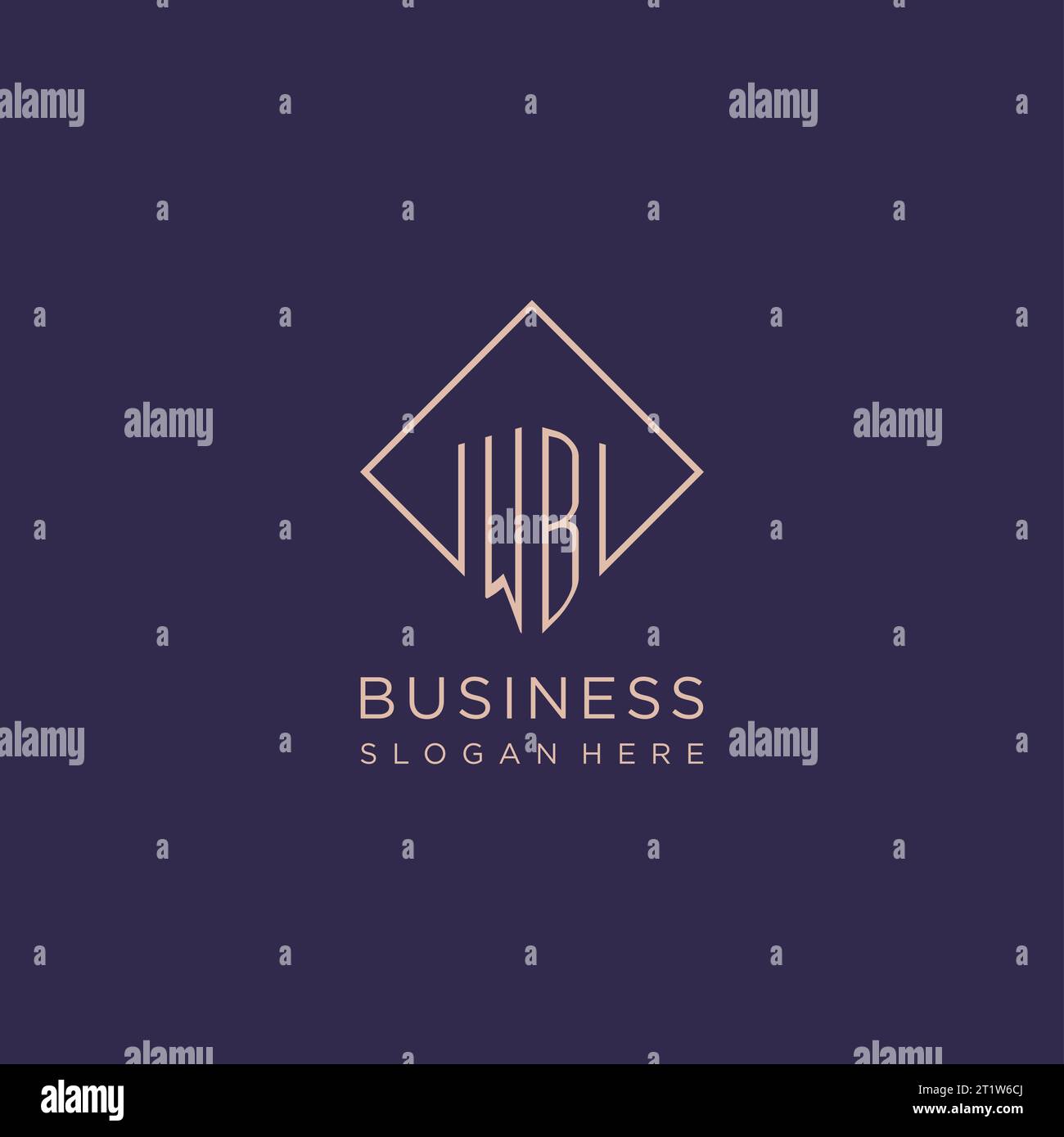 Initials WB logo monogram with rectangle style design vector graphic ...