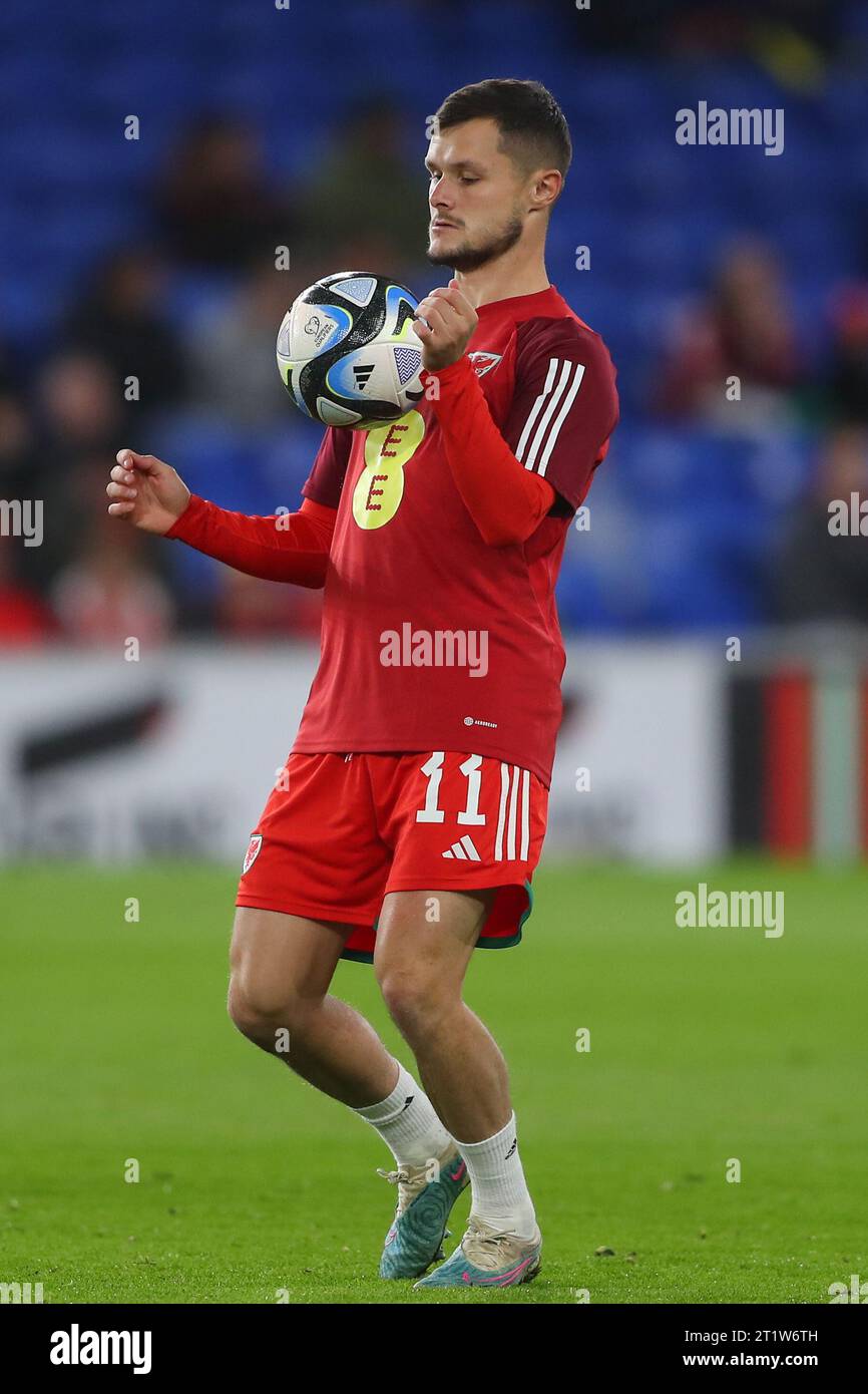 Luke Harris of Wales during the pre-game warm up ahead of the UEFA Euro ...