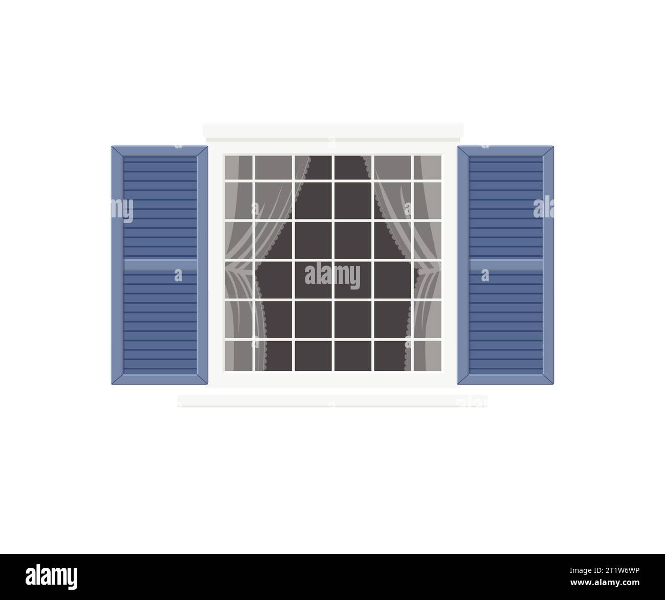 Cute white vintage window with blue shutters Stock Vector Image & Art ...