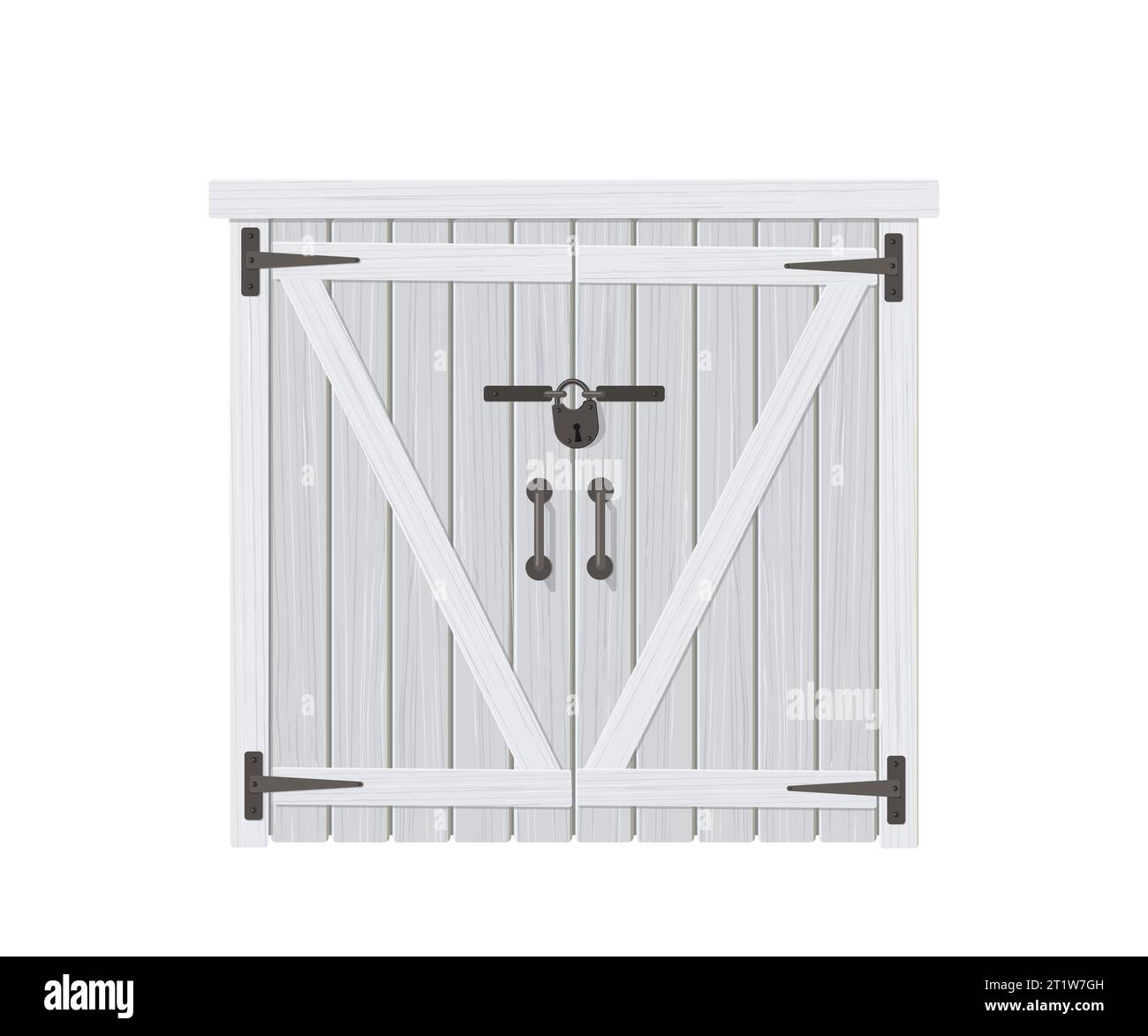 Vintage wooden painted double doors with wrought iron hardware Stock Vector Image & Art - Alamy