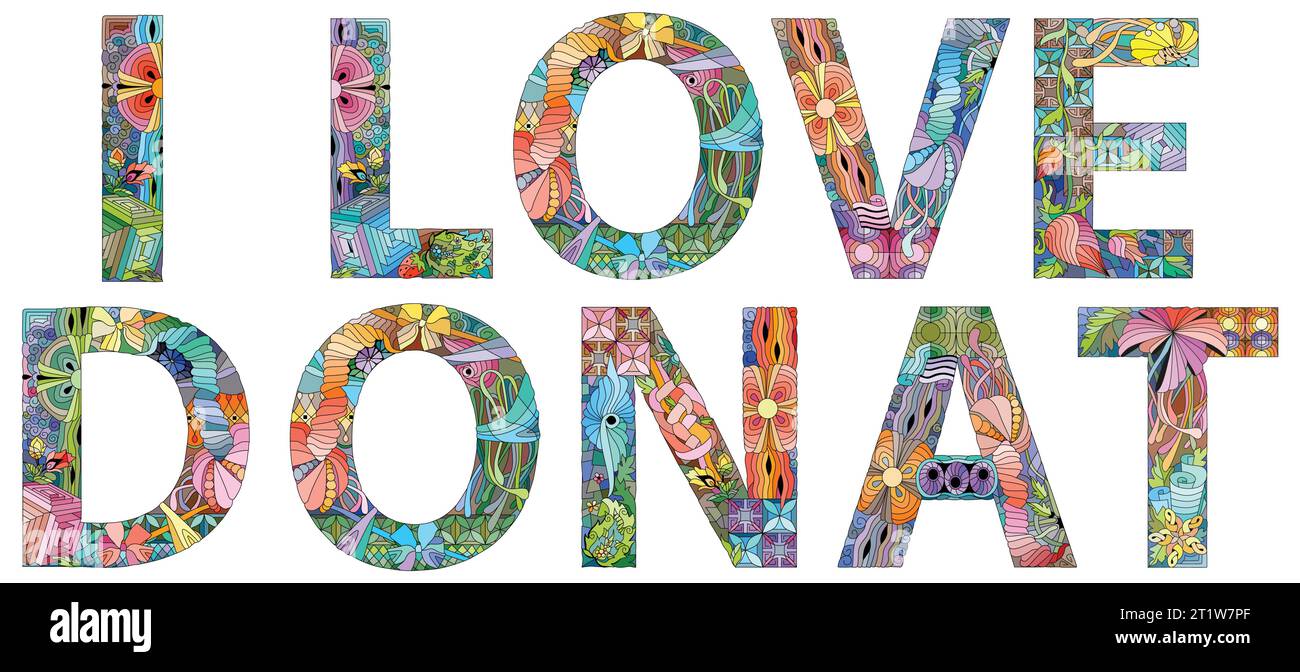 I Love donat. Body Positive. Isolated on white background. Design for ...