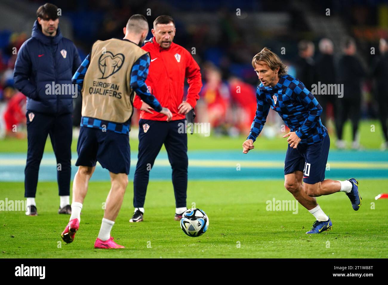 Croatia's Luka Modric (right) warming up prior to kick-off before the ...