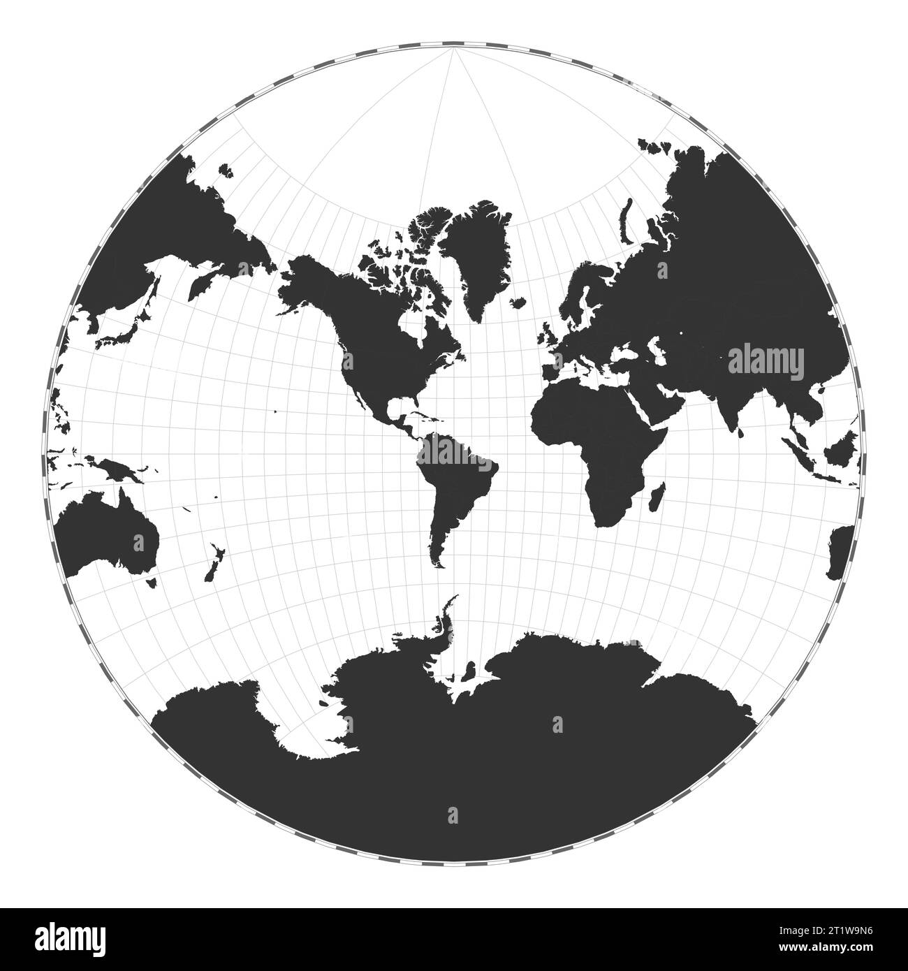Vector world map. Lagrange conformal projection. Plain world ...
