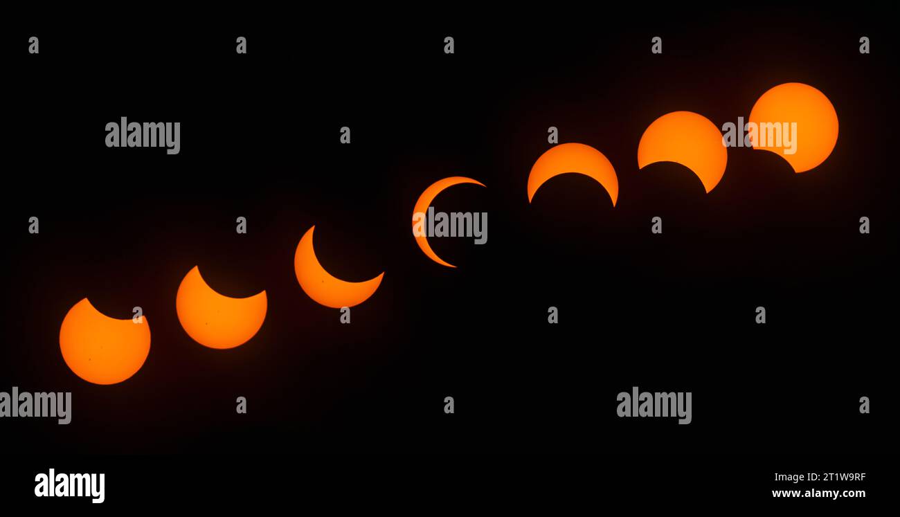 Stages Of Partial Solar Eclipse With The Maximum Magnitude Of 86