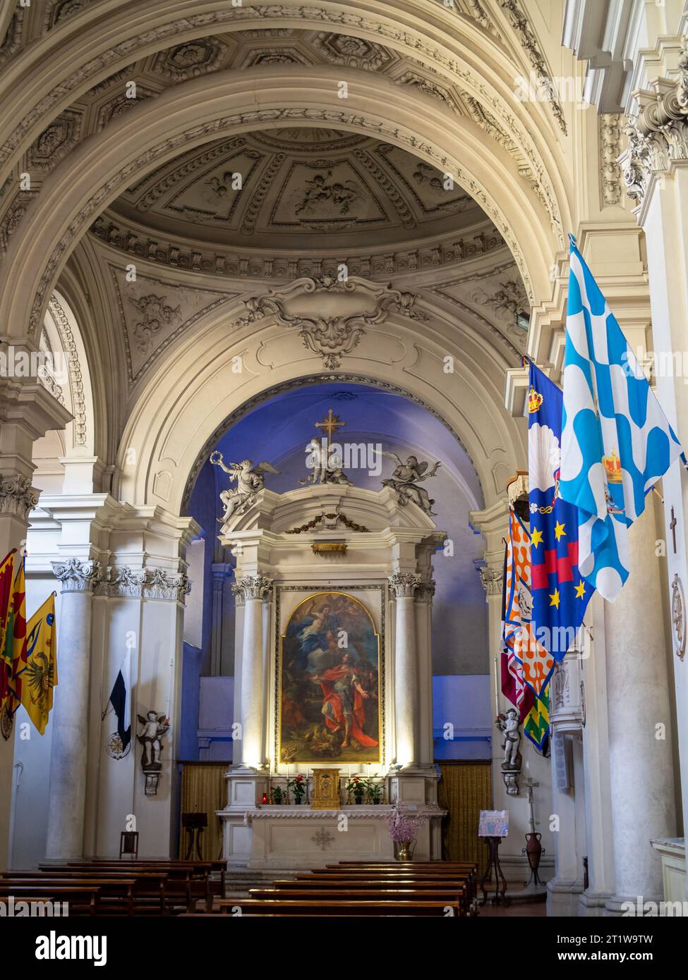 Palio flags inside San Siorgio Church , Siena Stock Photo - Alamy