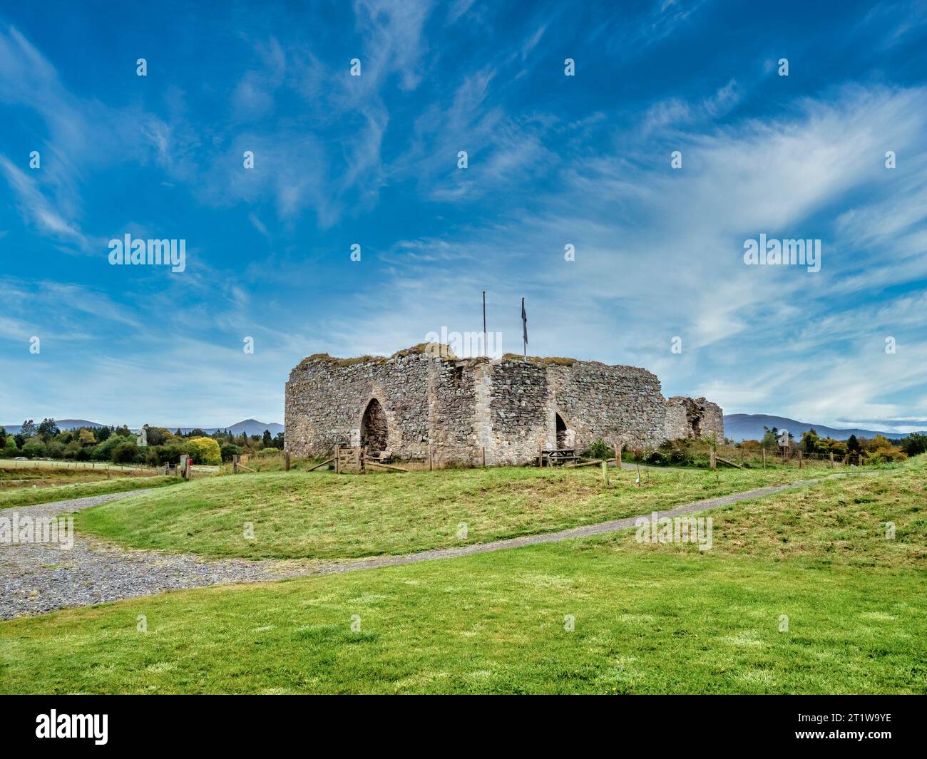 The image is of the 12th century ruin of Castle Roy fortress near the ...