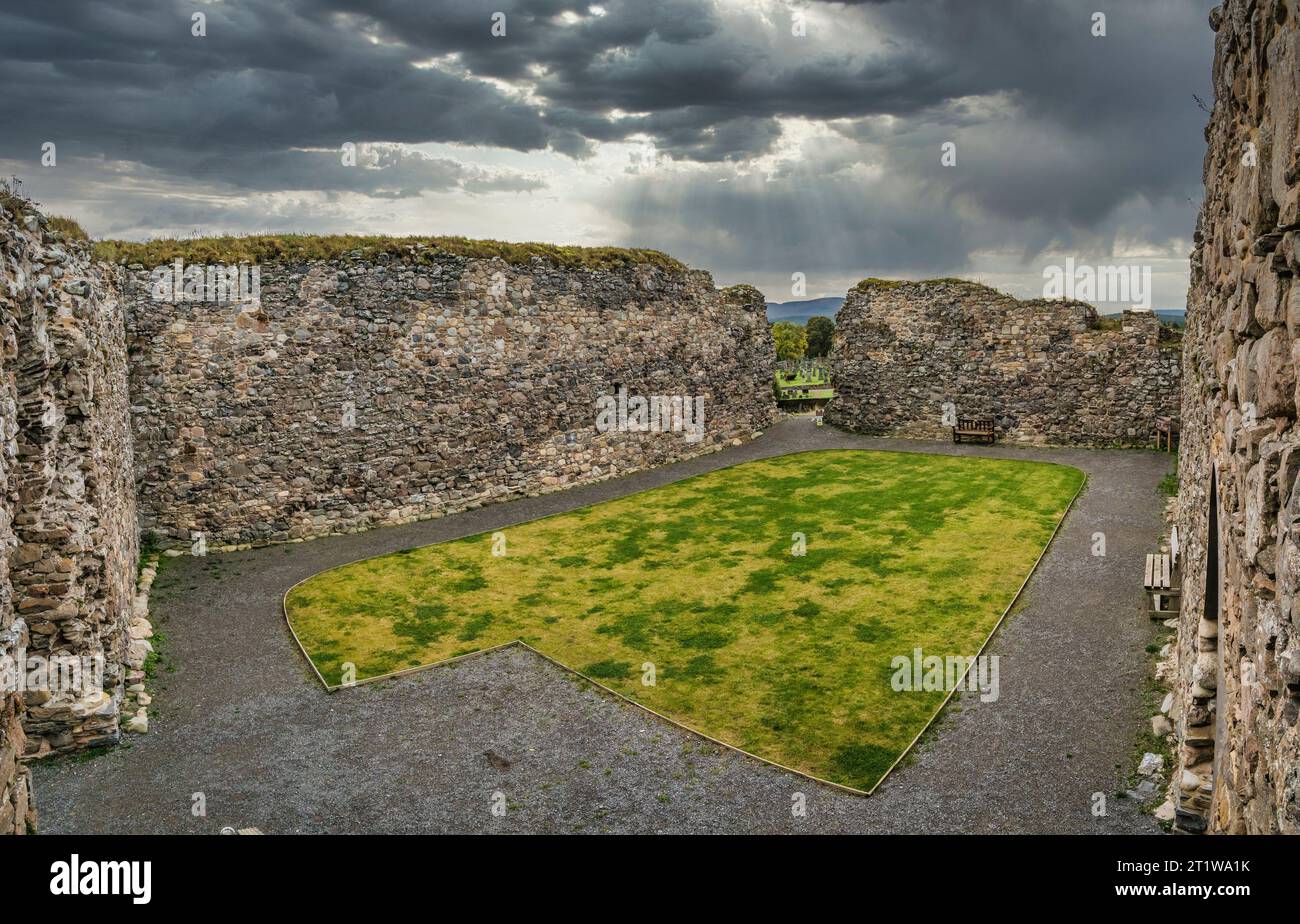 The image is of the 12th century ruin of Castle Roy fortress near the ...