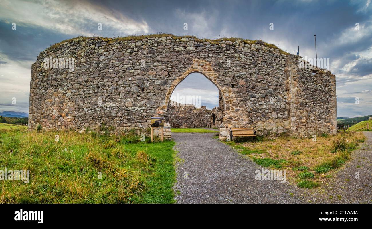 The image is of the 12th century ruin of Castle Roy fortress near the ...