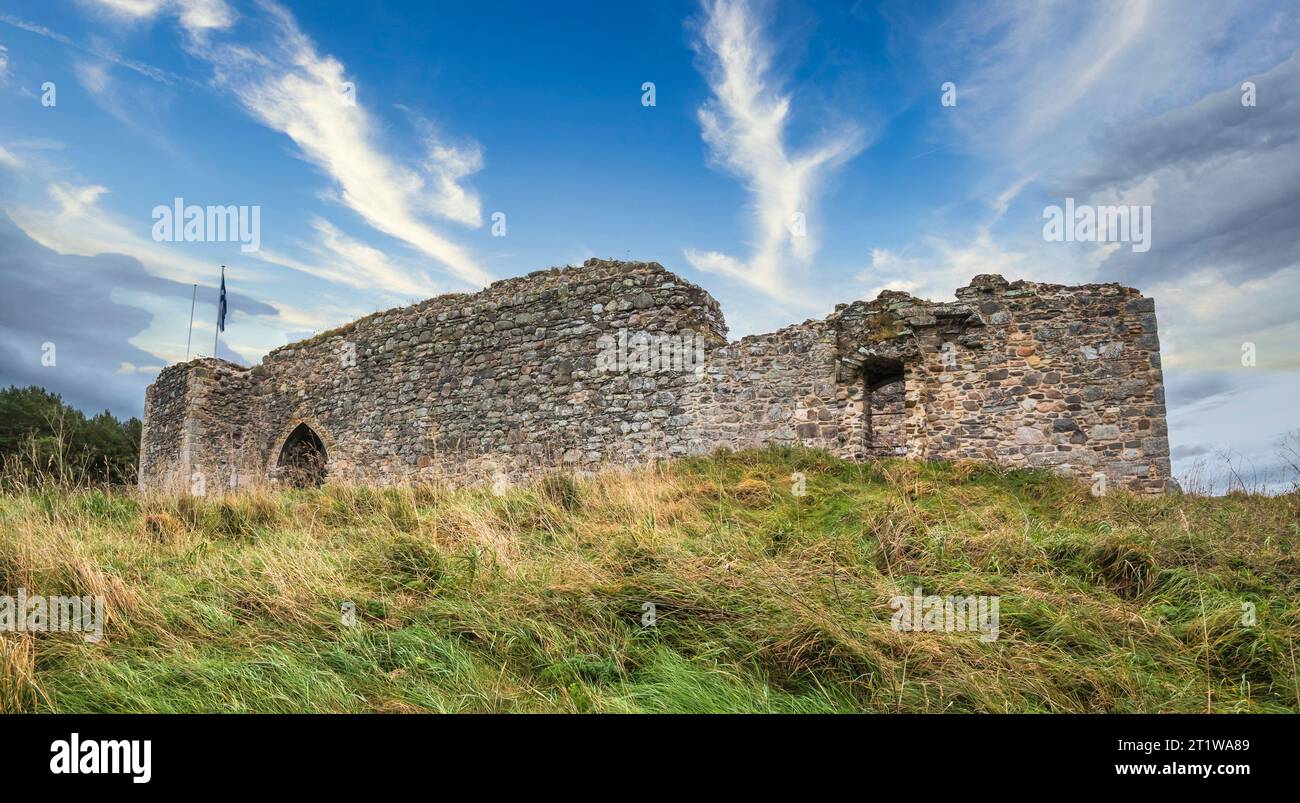 The image is of the 12th century ruin of Castle Roy fortress near the ...