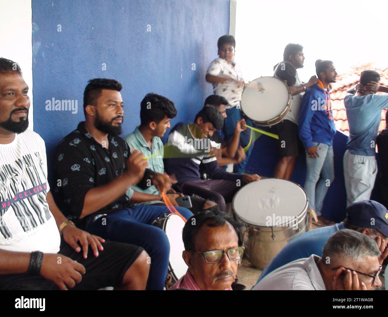 Musicians playing at the Santosh Trophy Group stage qualifying match ...