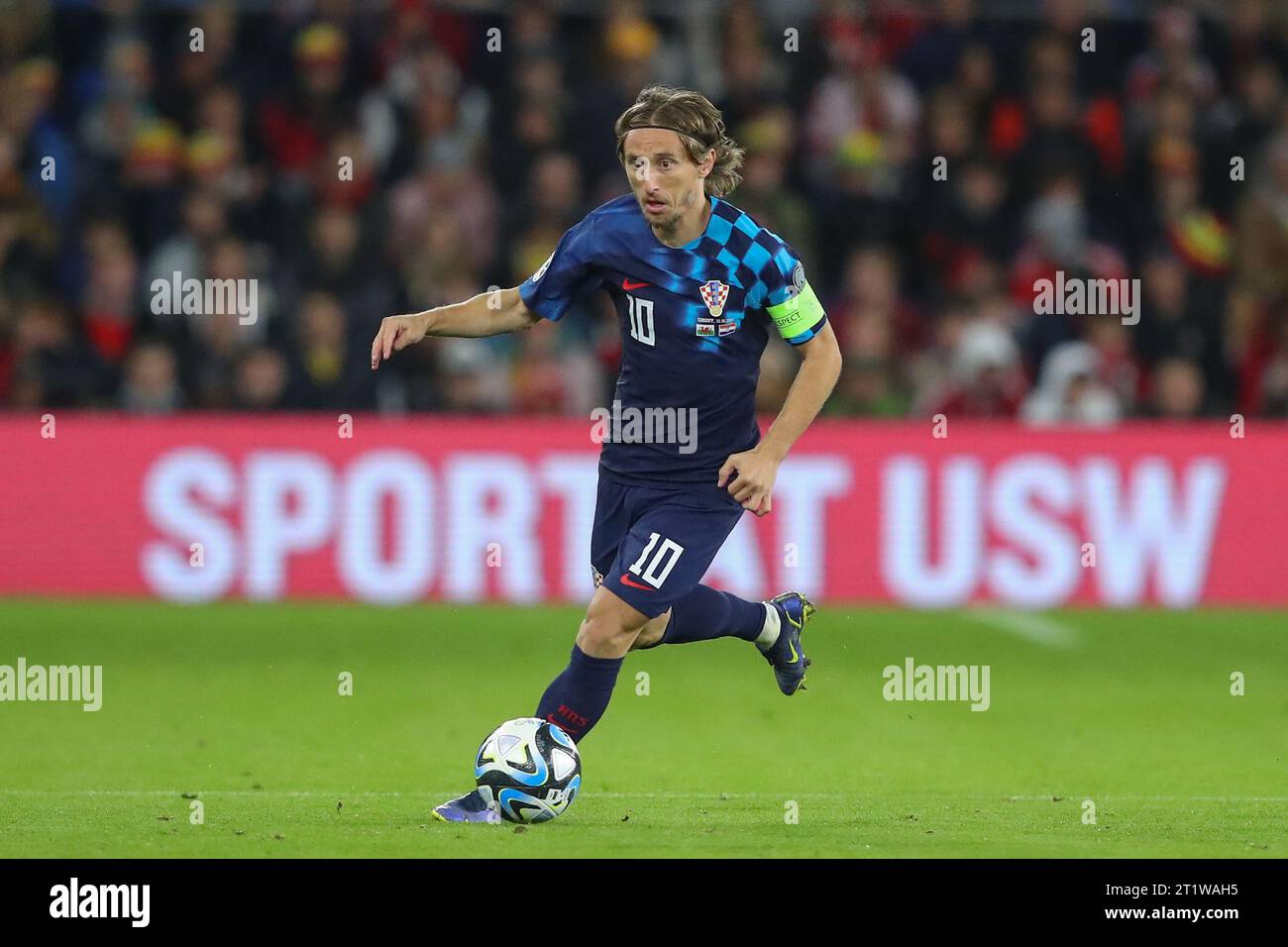 Cardiff, UK. 15th Oct, 2023. Luka Modri? #10 of Croatia in action ...