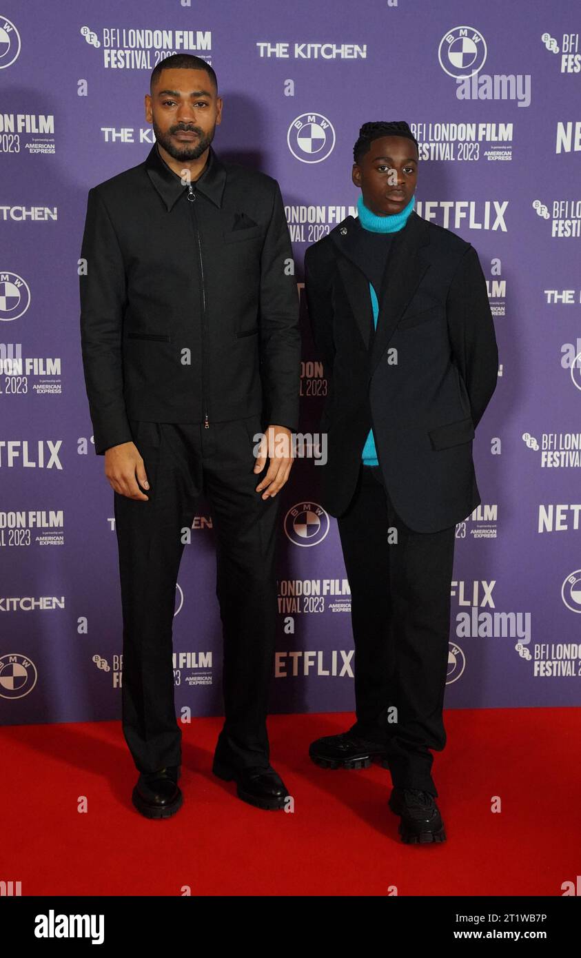 Kano (left) and Jedaiah Bannerman arrive for a screening of The Kitchen ...