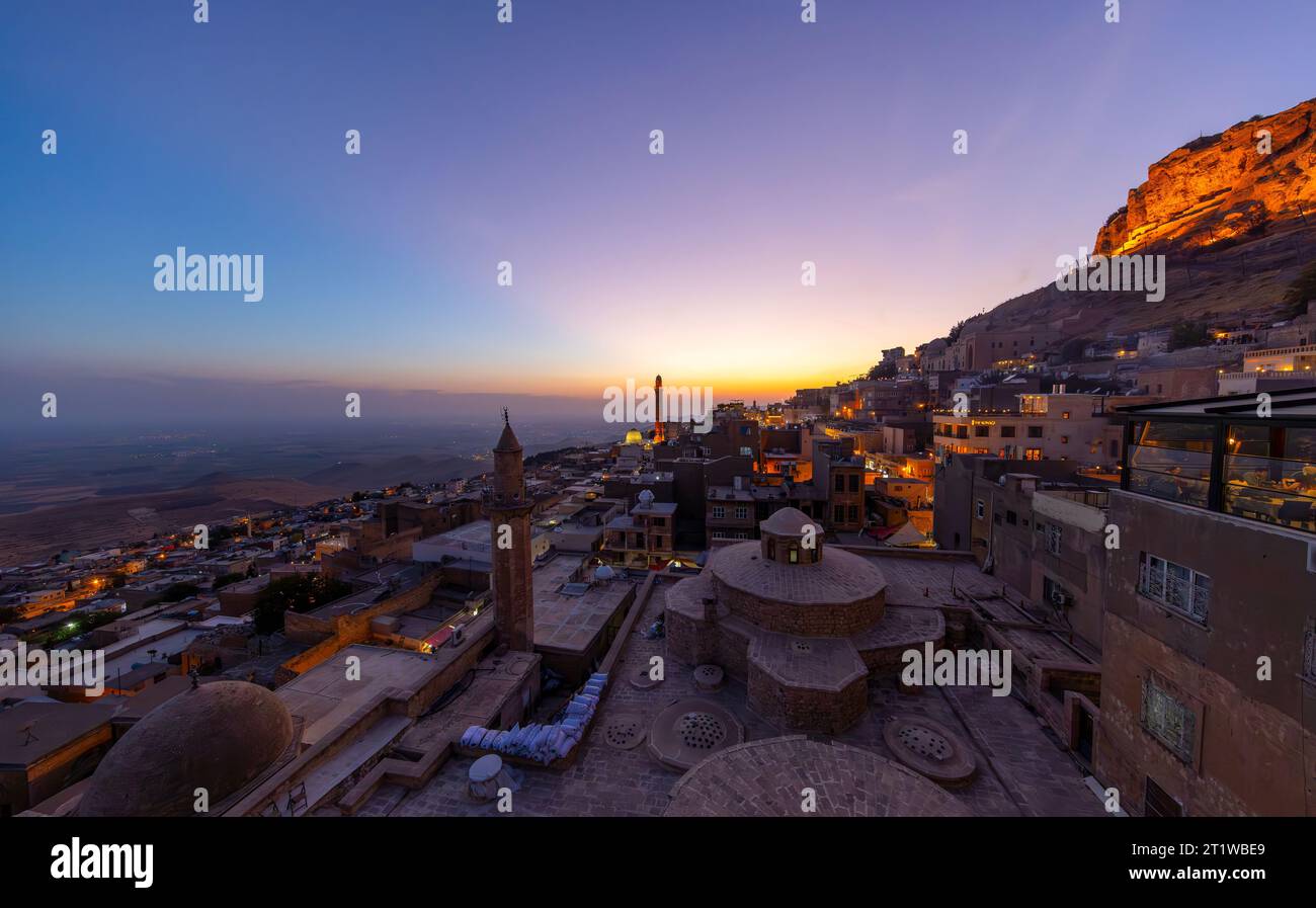 Ancient and stone houses of Old Mardin (Eski Mardin) with Mardin Castle ...
