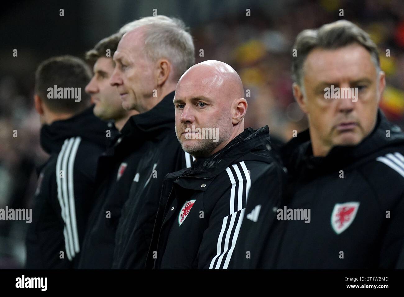 Wales manager Rob Page (centre) before the UEFA Euro 2024 Qualifying ...