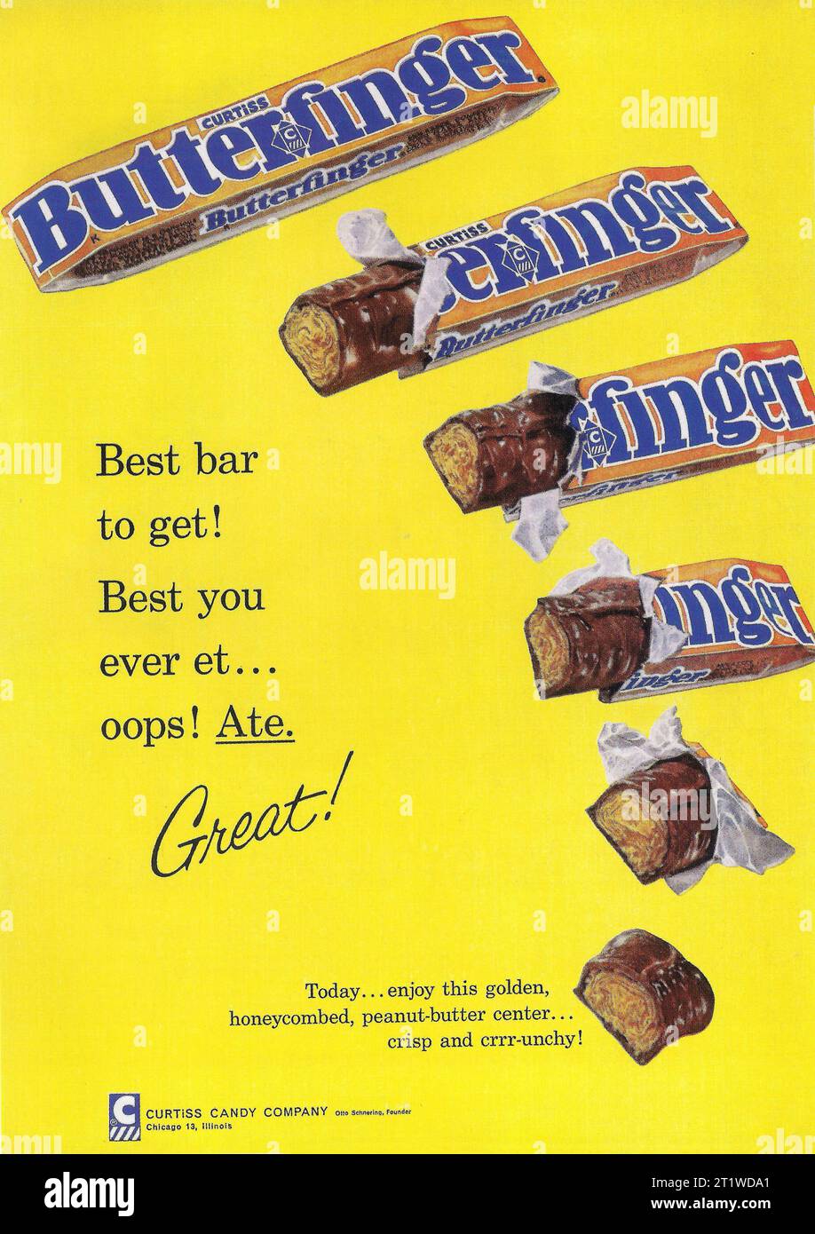 1960 Butterfinger Curtis Candy Co Ad Stock Photo - Alamy