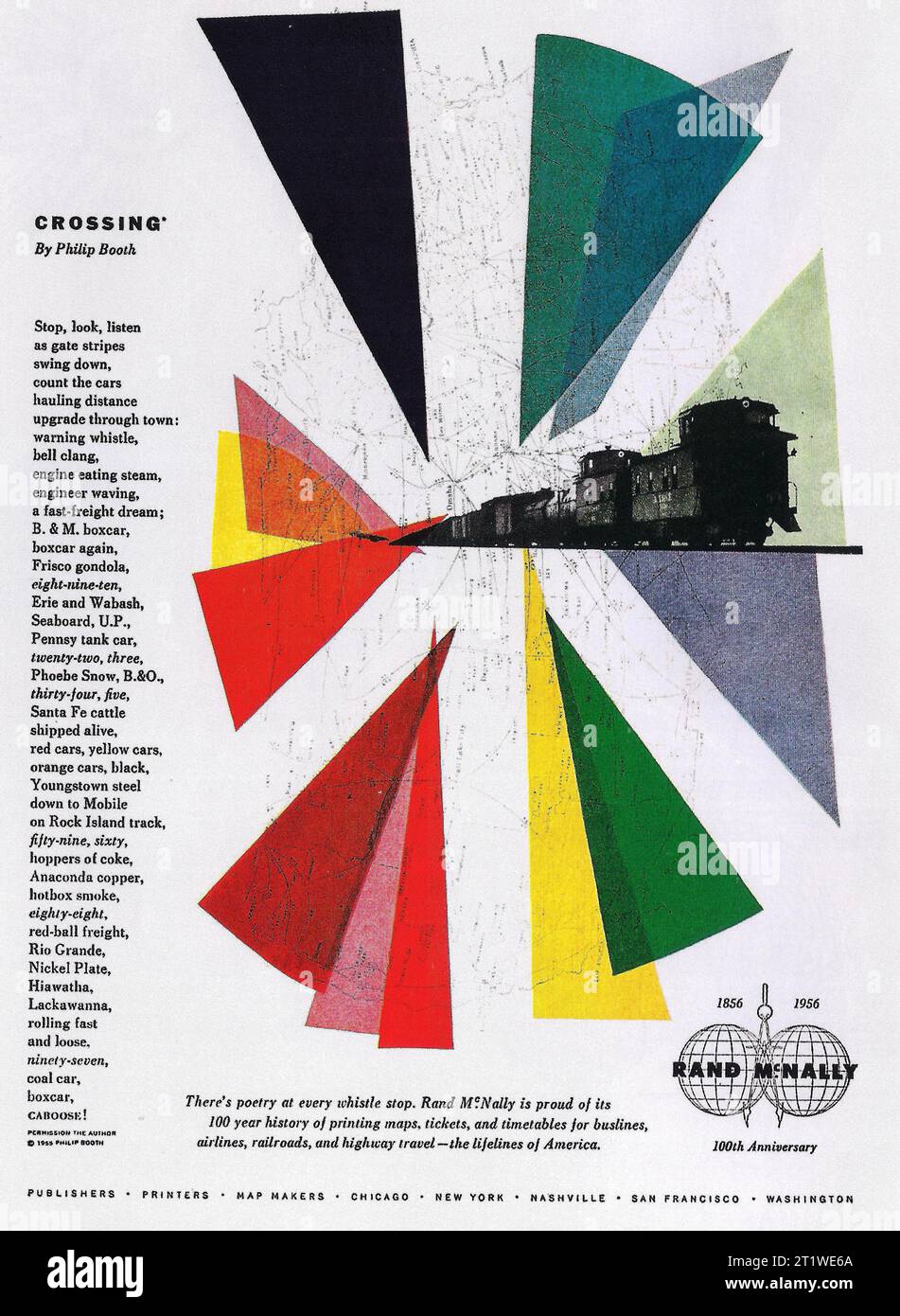 1956 Rand McNally Maps Tickets Timetables Railroad Poetry Ad Stock ...