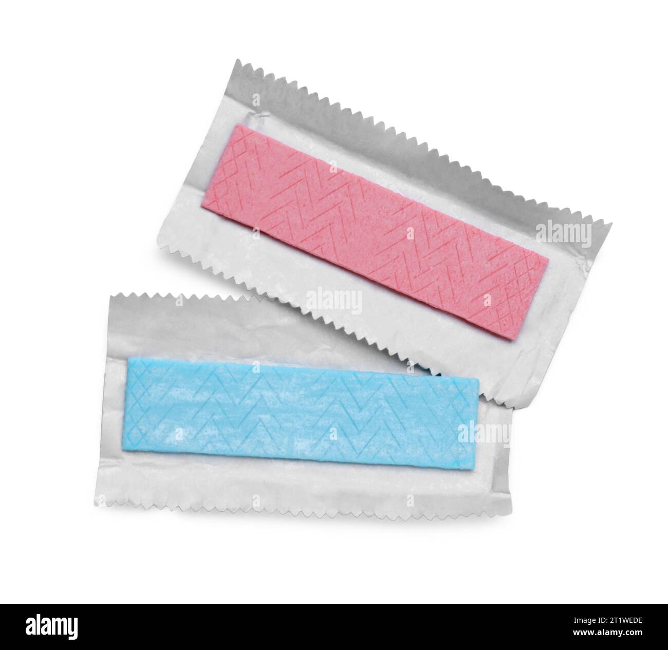 Unwrapped sticks of chewing gum isolated on white, top view Stock Photo - Alamy