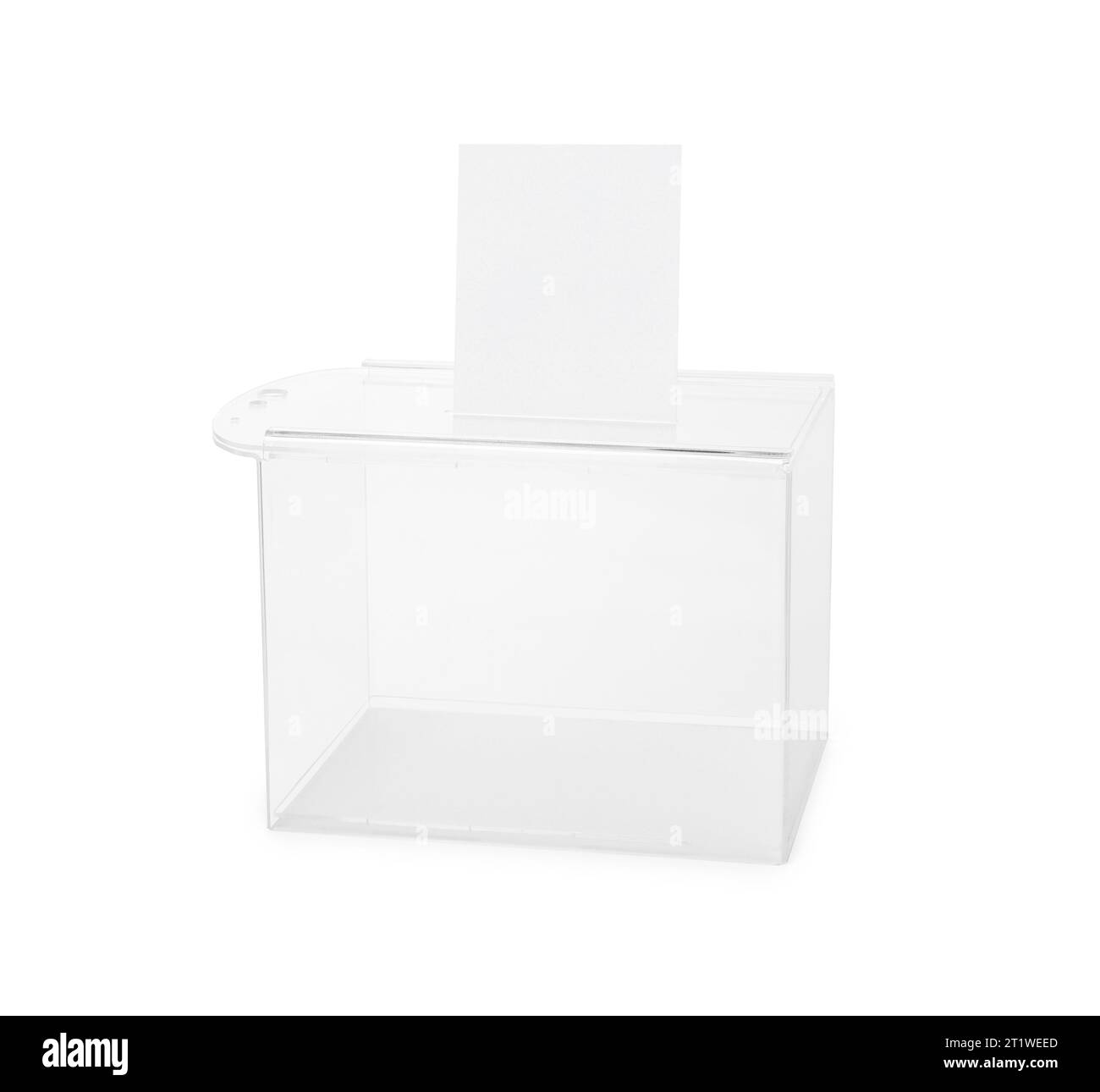 Transparent ballot box with vote isolated on white Stock Photo - Alamy