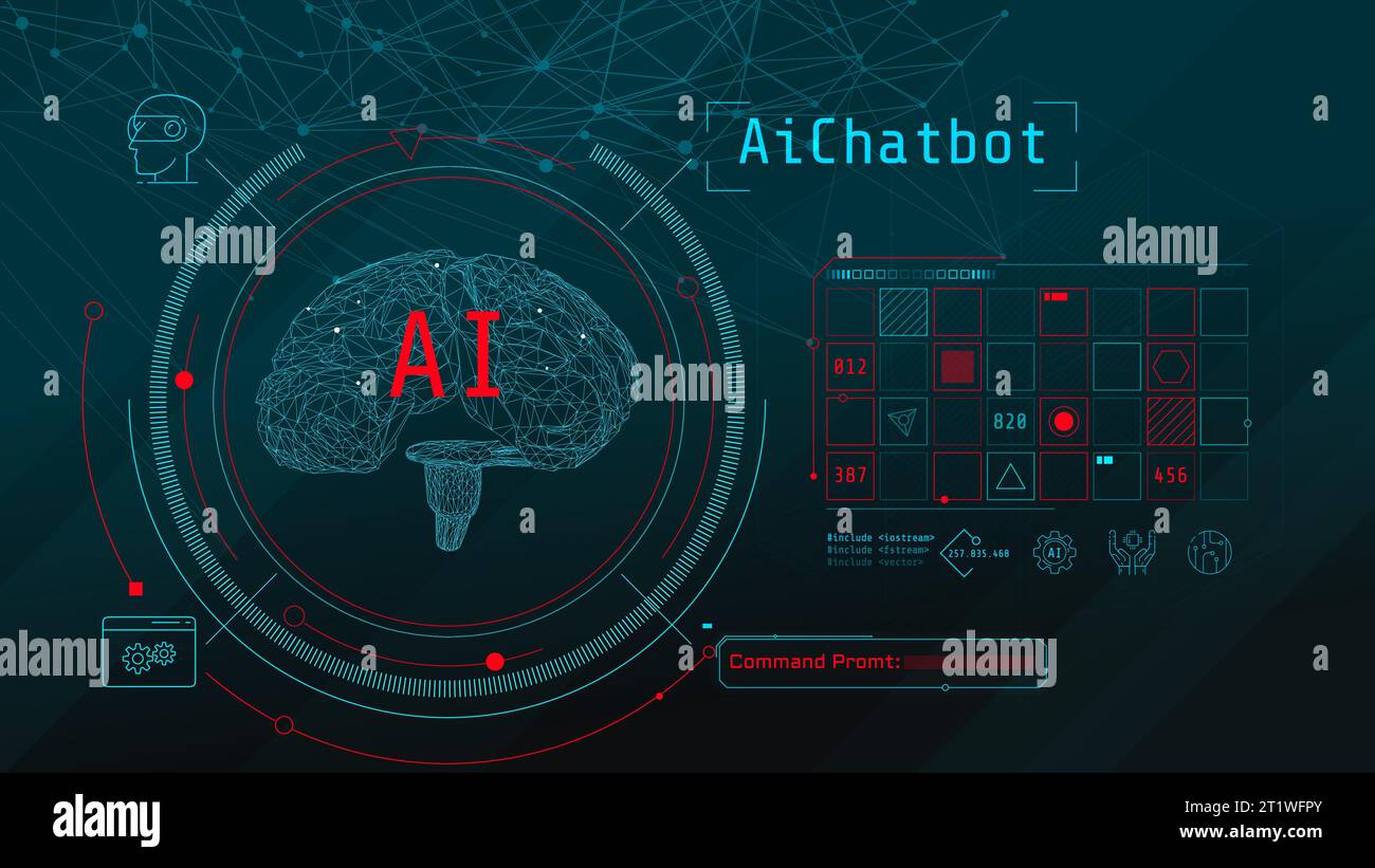 Digital brain with circuits, minimalistic artificial intelligence Stock ...