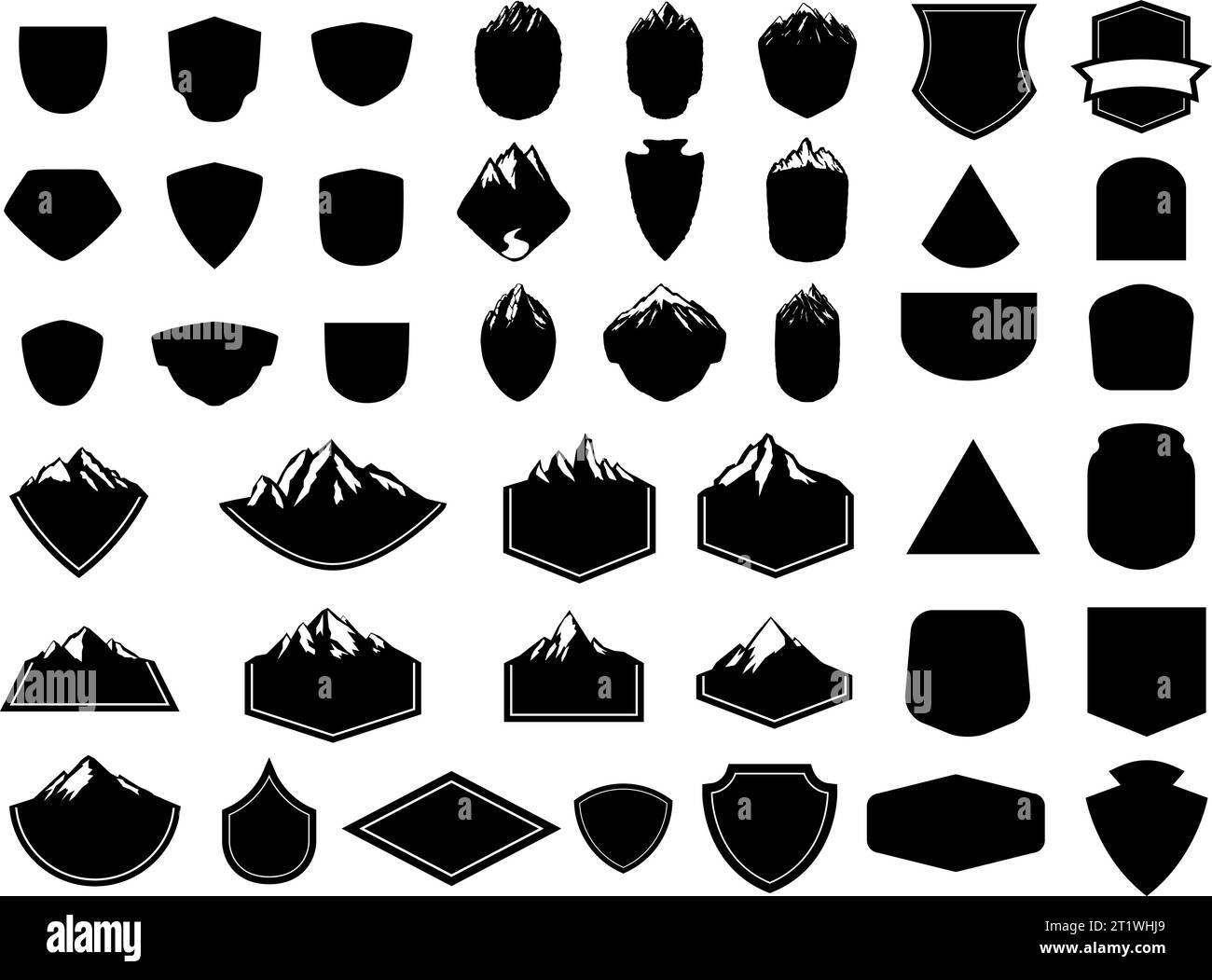 Empty blank emblem badge shield Black and White Stock Photos & Images ...