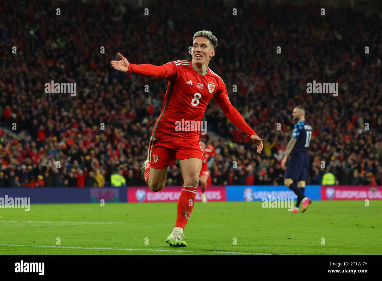 Cardiff, UK. 14th Oct, 2023. Goal celebrations for Harry Wilson (8 ...