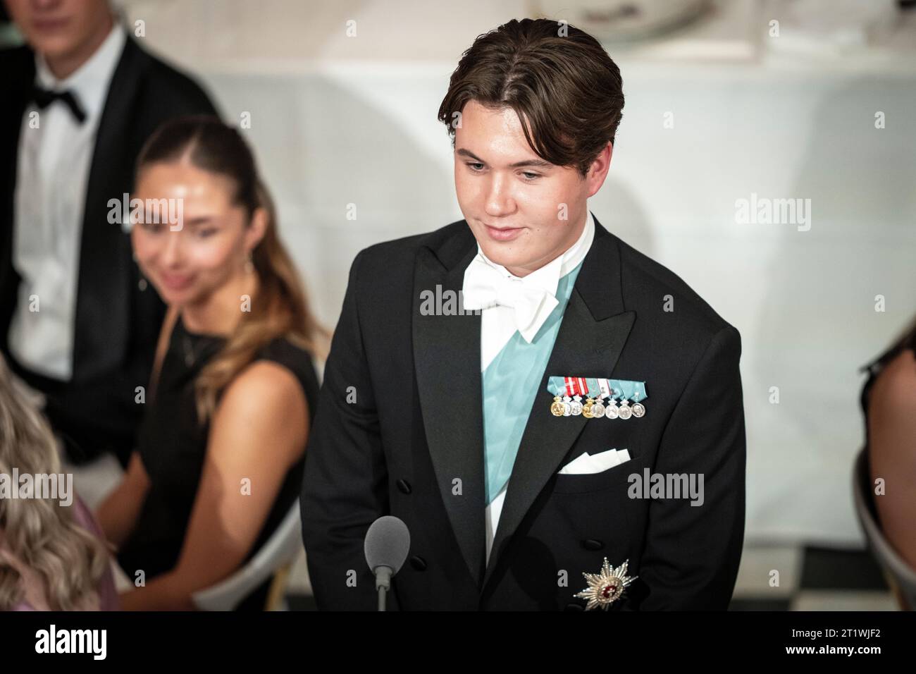 Prince Christian gives a speech during his 18th birthday, which is ...