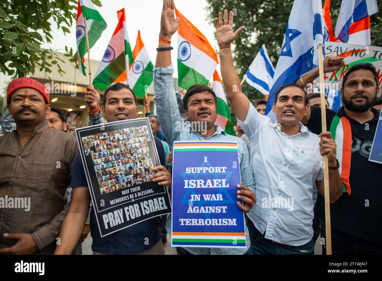 New Delhi, India. 15th Oct, 2023. Supporter of the BJP (Bharatiya ...
