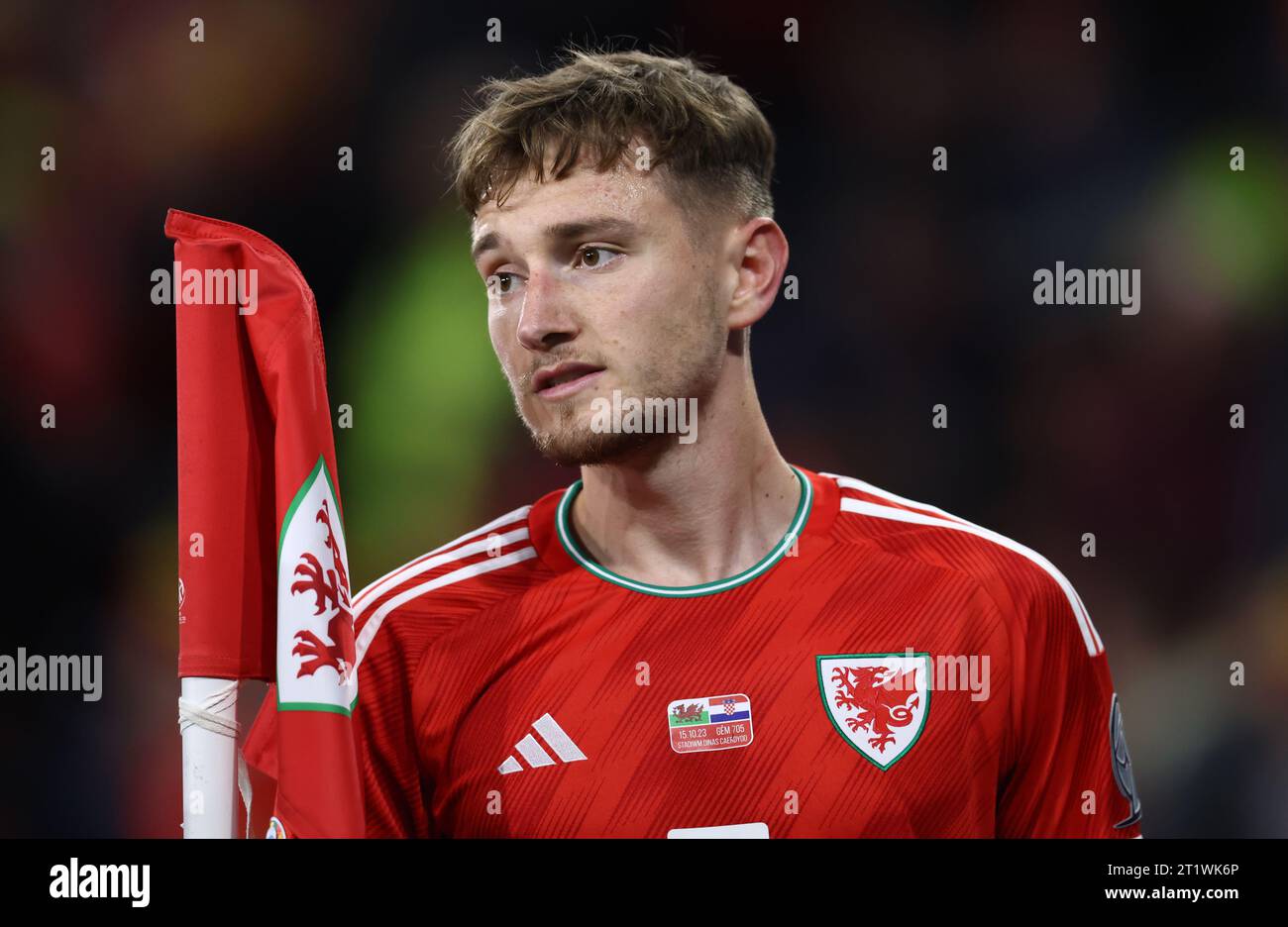Cardiff, UK. 15th Oct, 2023. David Brooks of Wales goes off injured ...