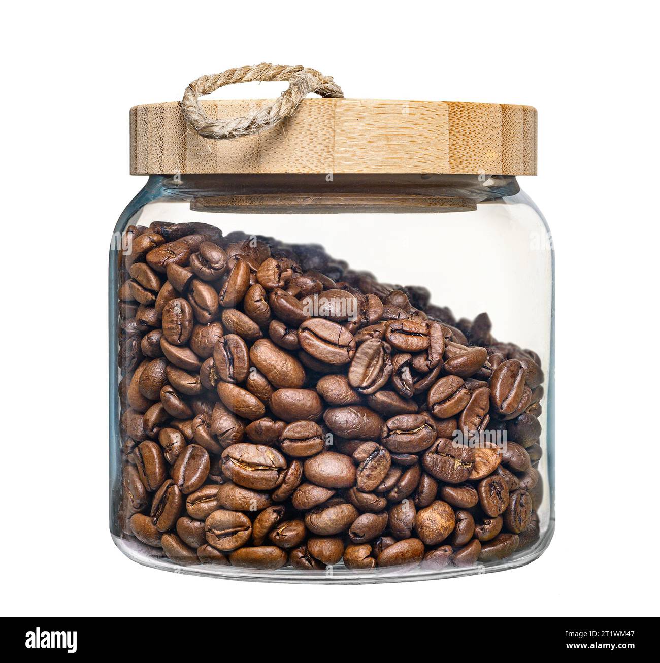 Coffee beans in glass jar isolated on white background Stock Photo - Alamy