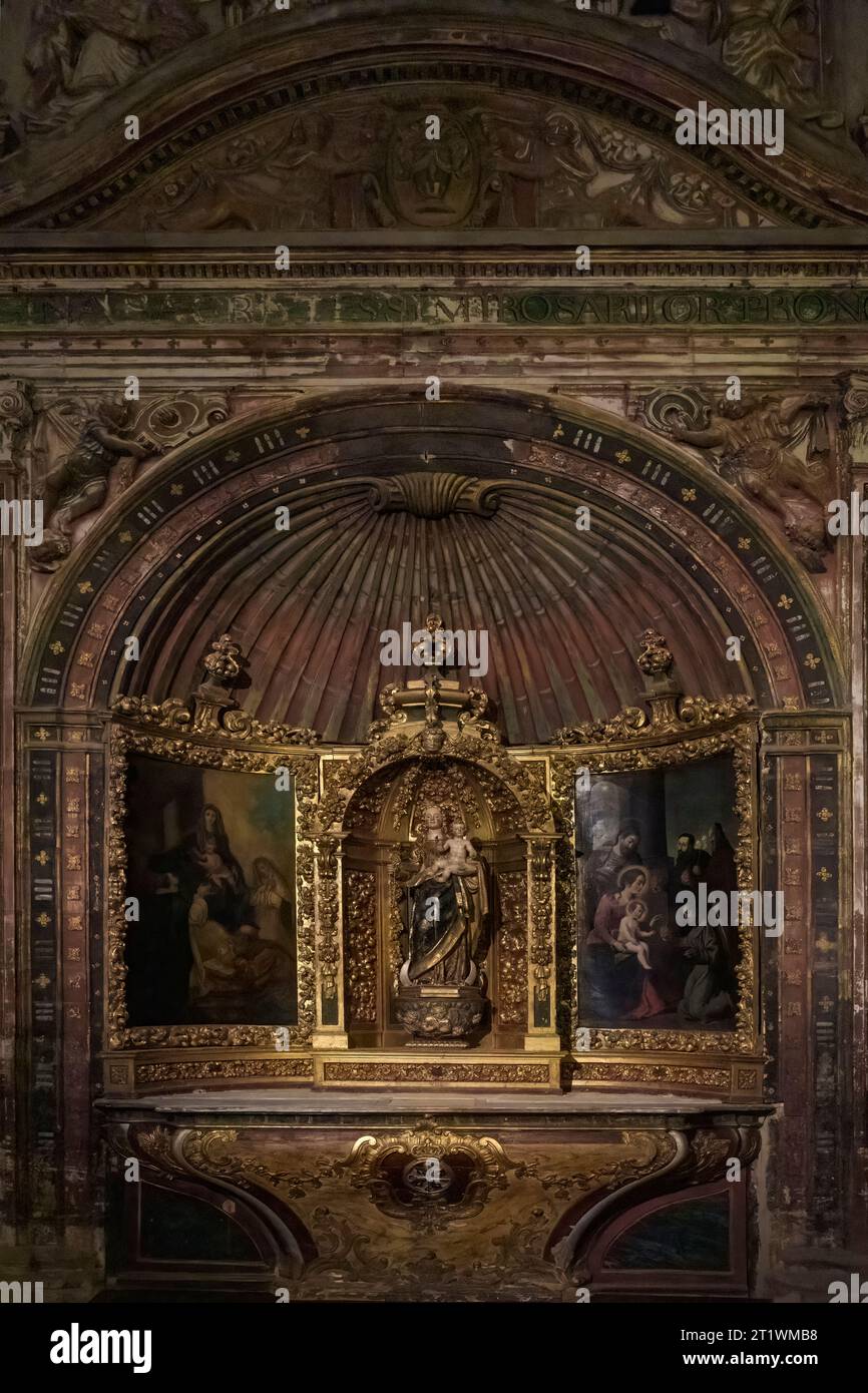 chapel with carved façade and altarpiece of Our Lady of the Rosary ...