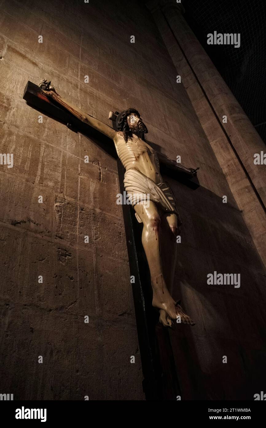13th century medieval crucified cathedral of Santa María, city of ...