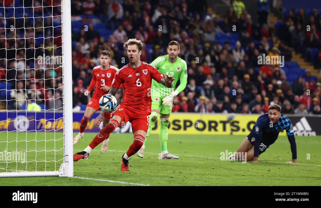 Cardiff, UK. 15th Oct, 2023. Dion Drena Beljo of Croatia looks on as ...